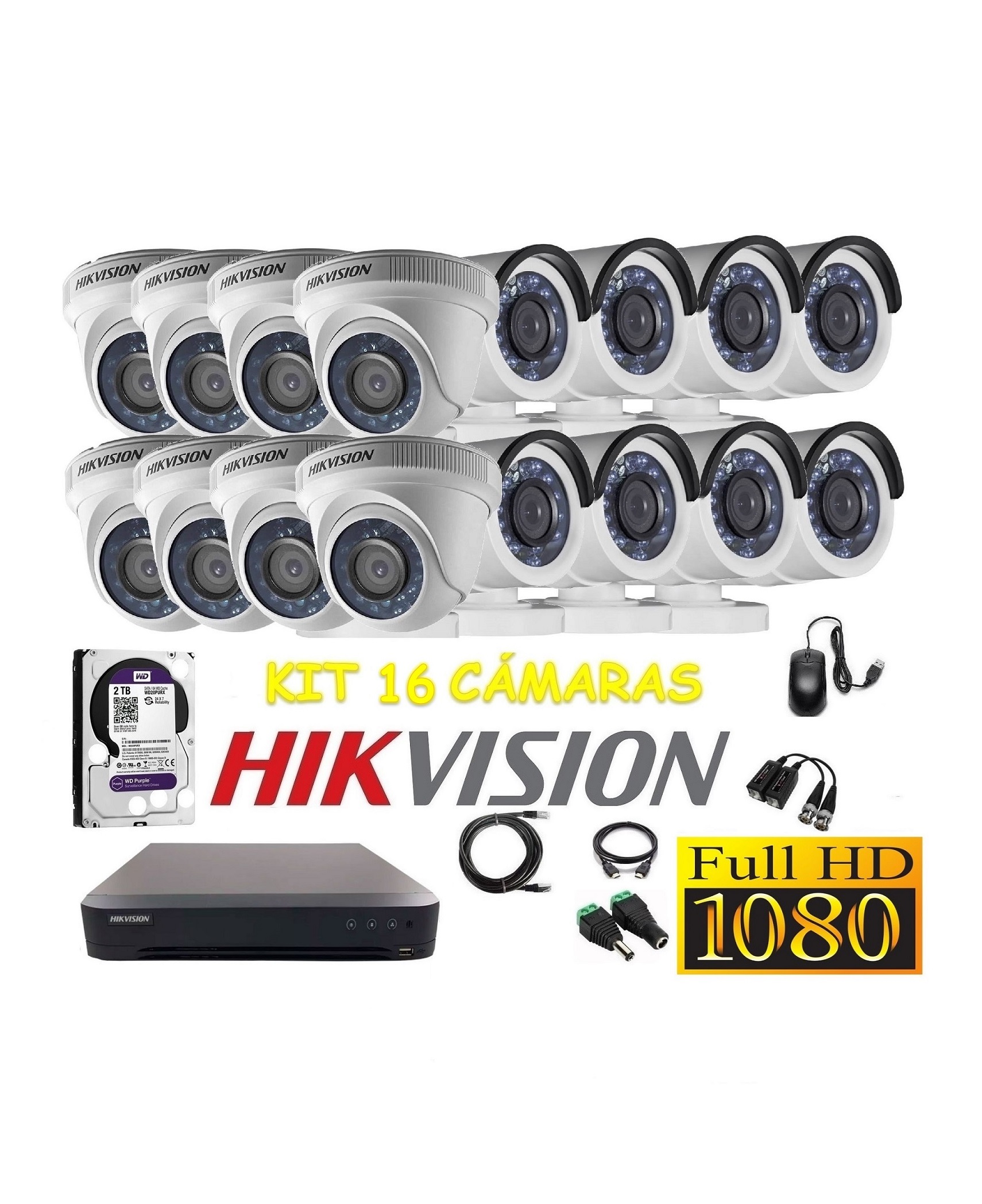 kit 16 Cámaras Seguridad FULLHD Hikvision 2tb