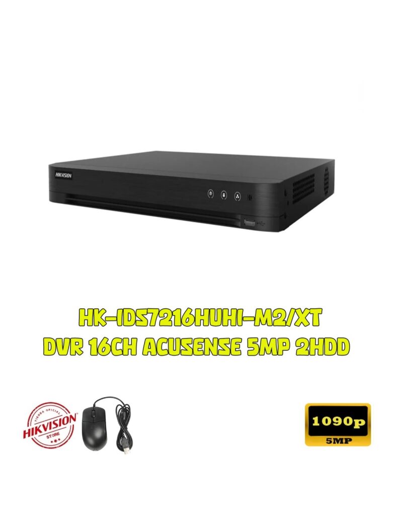 Grabador DVR 16 ACUSENSE 5MP Hikvision 2HDD HK-IDS7216HUHI-M2/XT