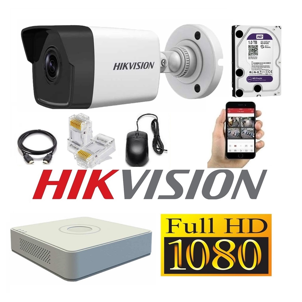 Cámaras Seguridad IP Kit 1 HIKVISION TUBO FULLHD 1Tb