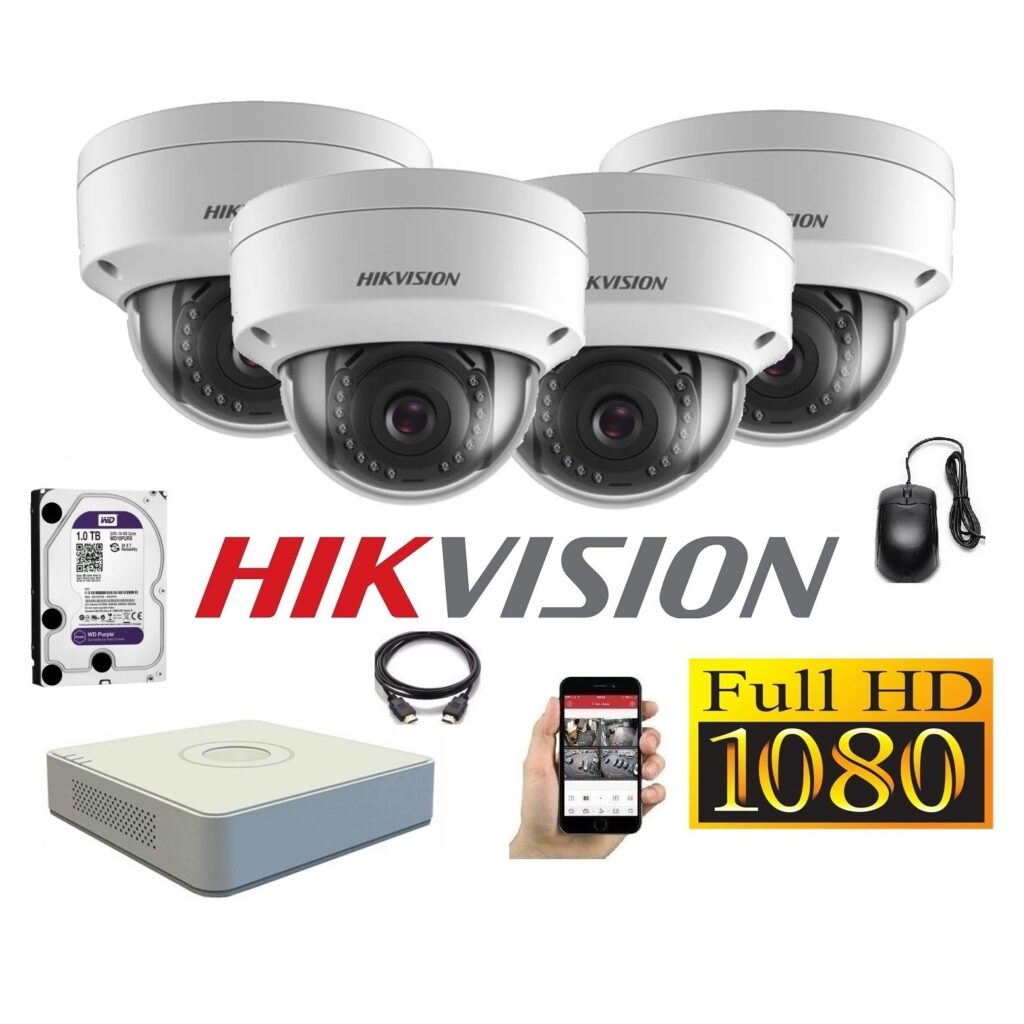 Cámaras Seguridad IP Kit 4 HIKVISION DOMO FULLHD 1Tb