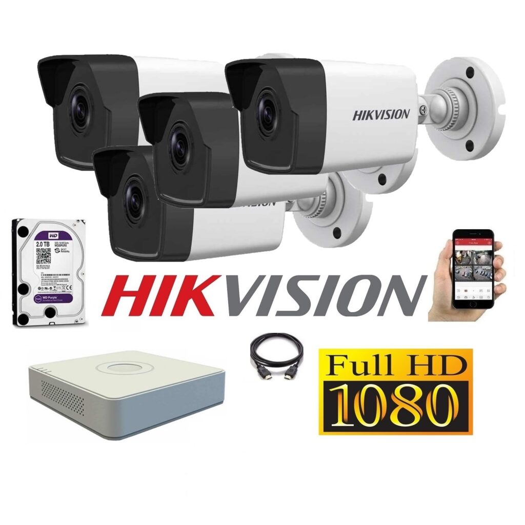 Cámaras Seguridad IP Kit 4 HIKVISION TUBO FULLHD 2Tb