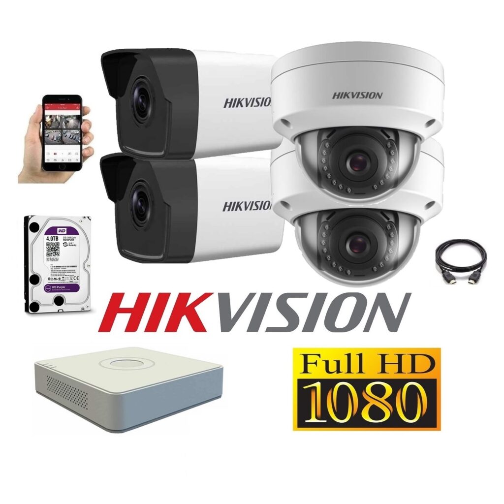 Cámaras Seguridad IP Kit 4 HIKVISION FULLHD 4Tb