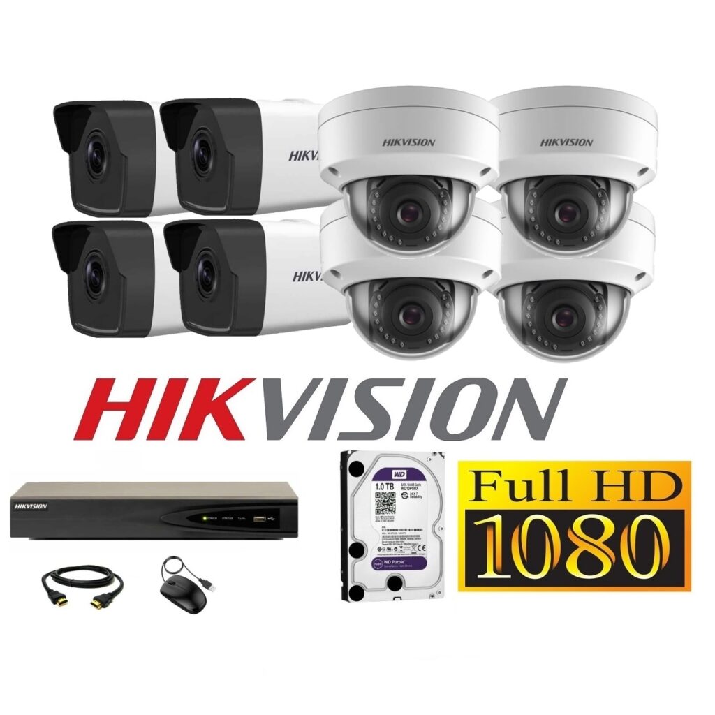 Cámaras Seguridad IP Kit 8 HIKVISION FULLHD 1Tb